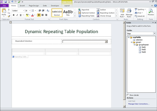 Infopath With Sharepoint 2010 Dynamically Populate A Repeating Table Set Up The Initial Form
