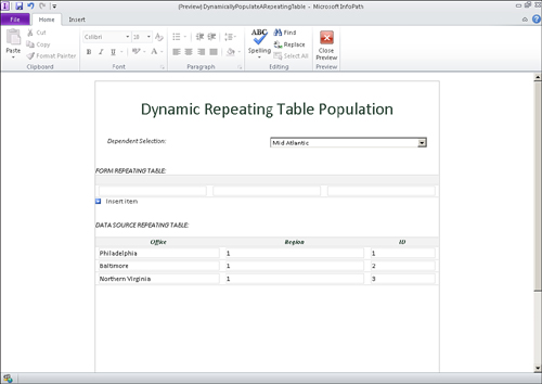 Infopath With Sharepoint 2010 Dynamically Populate A Repeating Table Set Up The Initial Form